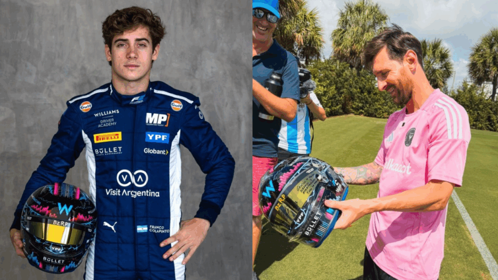 Franco Colapinto le regaló a Lionel Messi su casco de F2 con dedicatoria incluida - Campeones F1